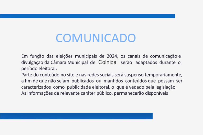 COMUNICADO — Câmara Municipal de Colniza